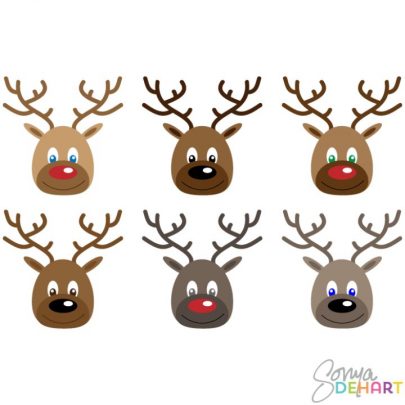 Christmas Reindeer Faces Vector Clip Art Set – Merch Informer Marketplace